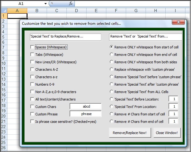 Excel Delete Replace And Remove Special Text Spaces And Characters From 
