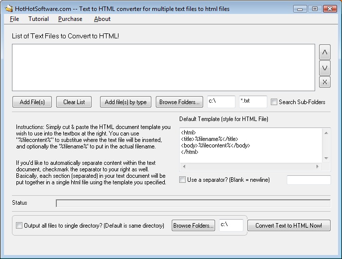 Download Text To HTML Converter For Multiple Text Files To Html Files 